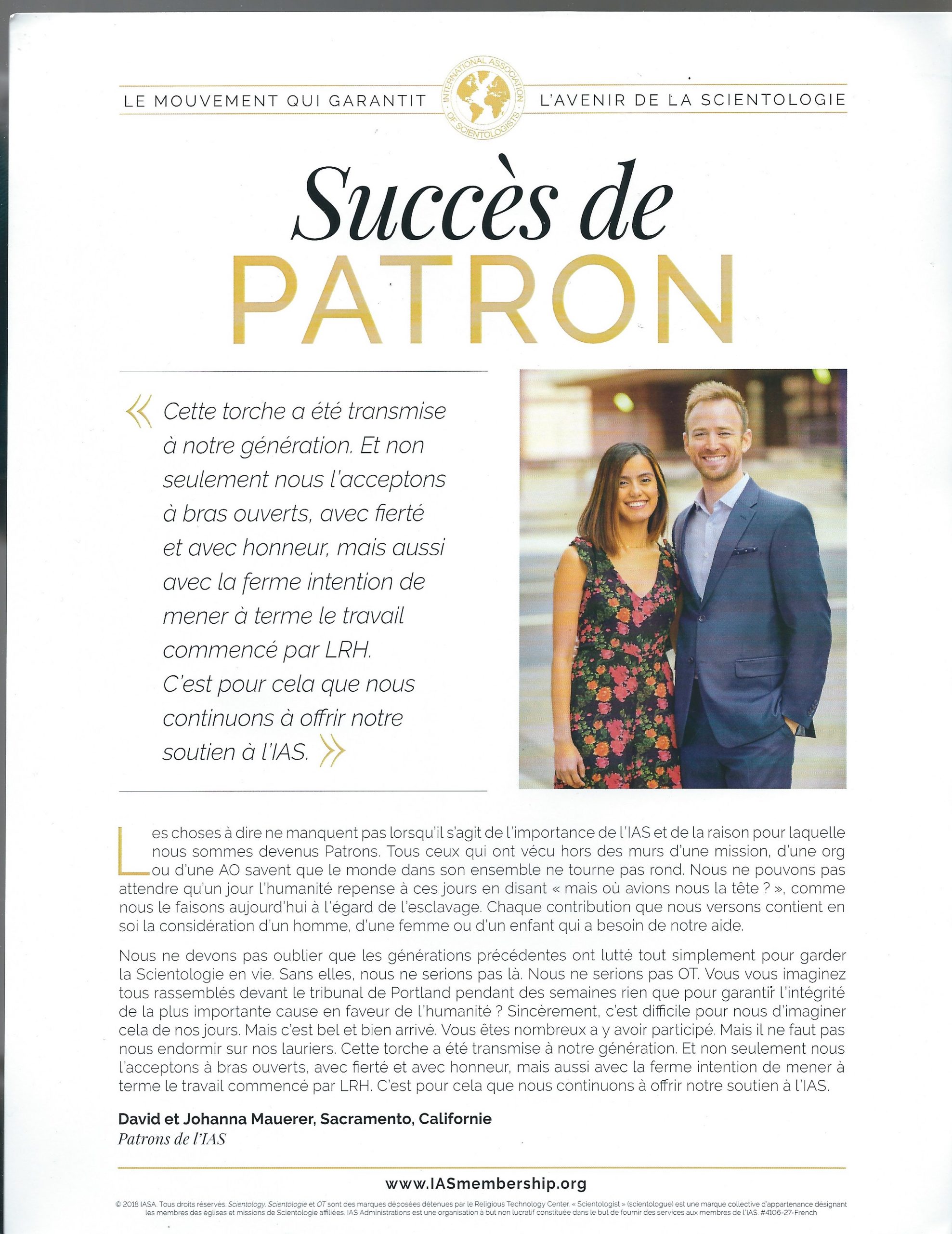 Scientology Leaks 688 : Succès de patron IAS – Sacramento Californie ...